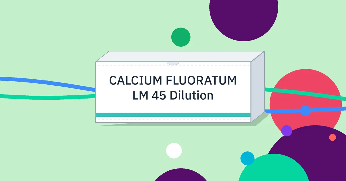Symbolbild: Packung mit der Aufschrift CALCIUM FLUORATUM LM 45 Dilution (PZN 12804560) – Verfügbarkeit und Bezug in Apotheken in Frankfurt am Main