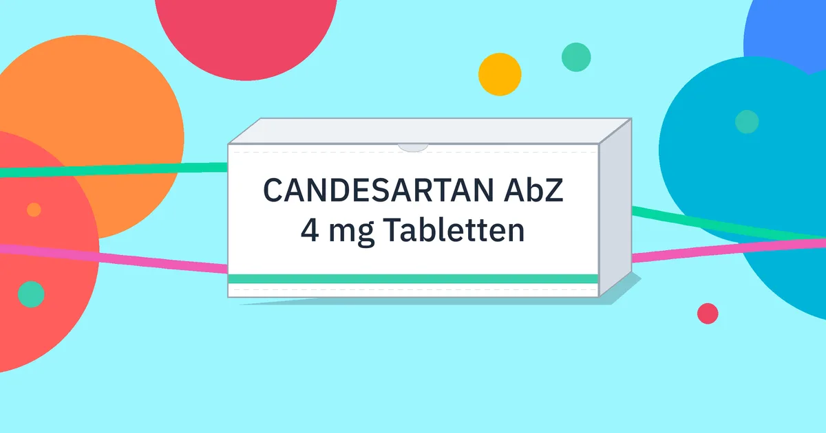 Symbolbild: Packung mit der Aufschrift CANDESARTAN AbZ 4 mg Tabletten (PZN 09074916) – Verfügbarkeit und Bezug in Apotheken in Frankfurt am Main