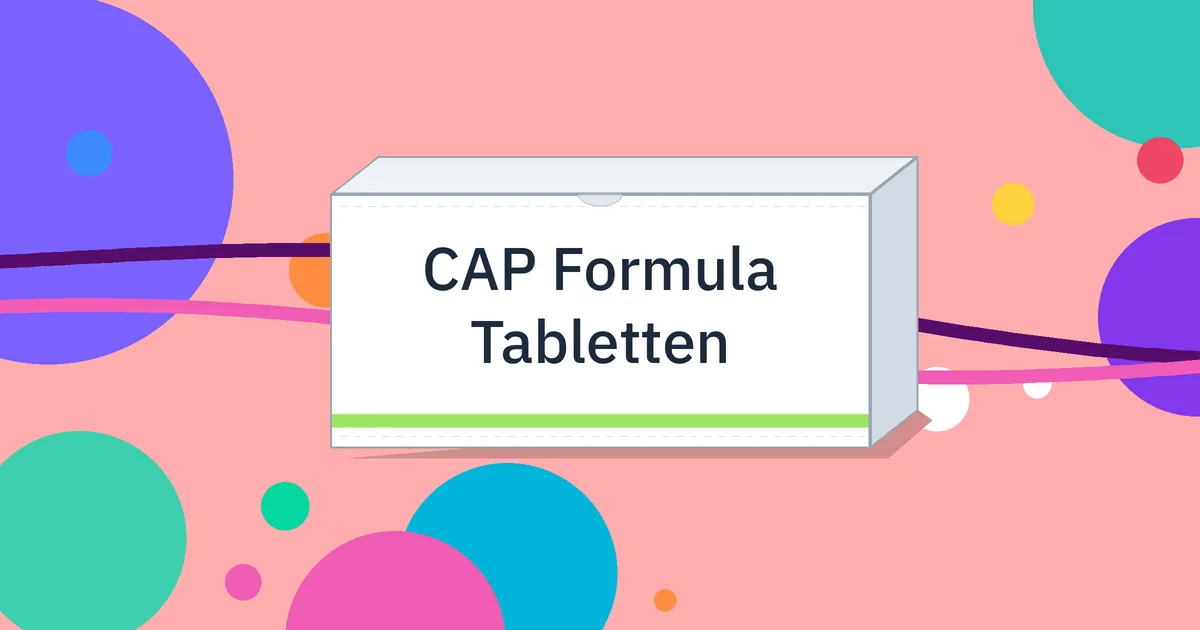 Symbolbild: Packung mit der Aufschrift CAP Formula Tabletten (PZN 01083459) – Verfügbarkeit und Bezug in Apotheken in Frankfurt am Main