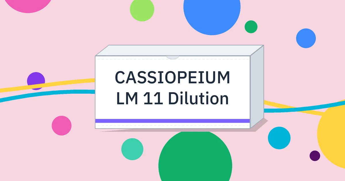 Symbolbild: Packung mit der Aufschrift CASSIOPEIUM LM 11 Dilution (PZN 13433835) – Verfügbarkeit und Bezug in Apotheken in Frankfurt am Main
