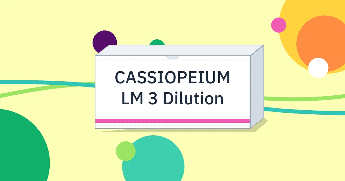 Symbolbild: Packung mit der Aufschrift CASSIOPEIUM LM 3 Dilution (PZN 13433746) – Verfügbarkeit und Bezug in Apotheken in Frankfurt am Main
