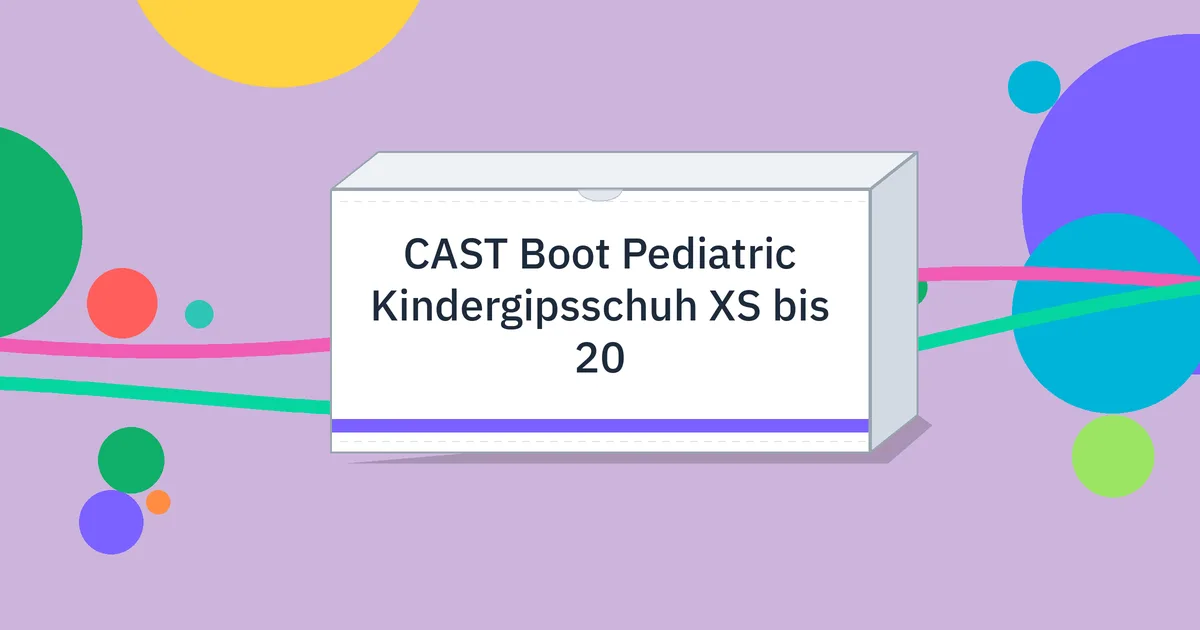 Symbolbild: Packung mit der Aufschrift CAST Boot Pediatric Kindergipsschuh XS bis 20 (PZN 16630660) – Verfügbarkeit und Bezug in Apotheken in Frankfurt am Main