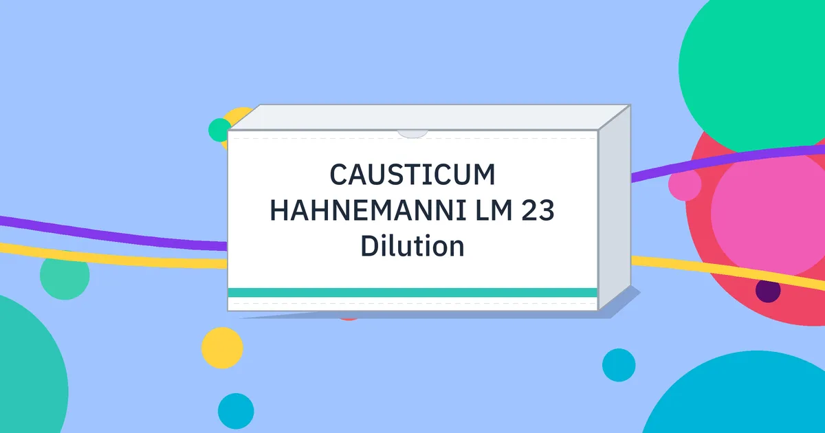 Symbolbild: Packung mit der Aufschrift CAUSTICUM HAHNEMANNI LM 23 Dilution (PZN 12811761) – Verfügbarkeit und Bezug in Apotheken in Frankfurt am Main
