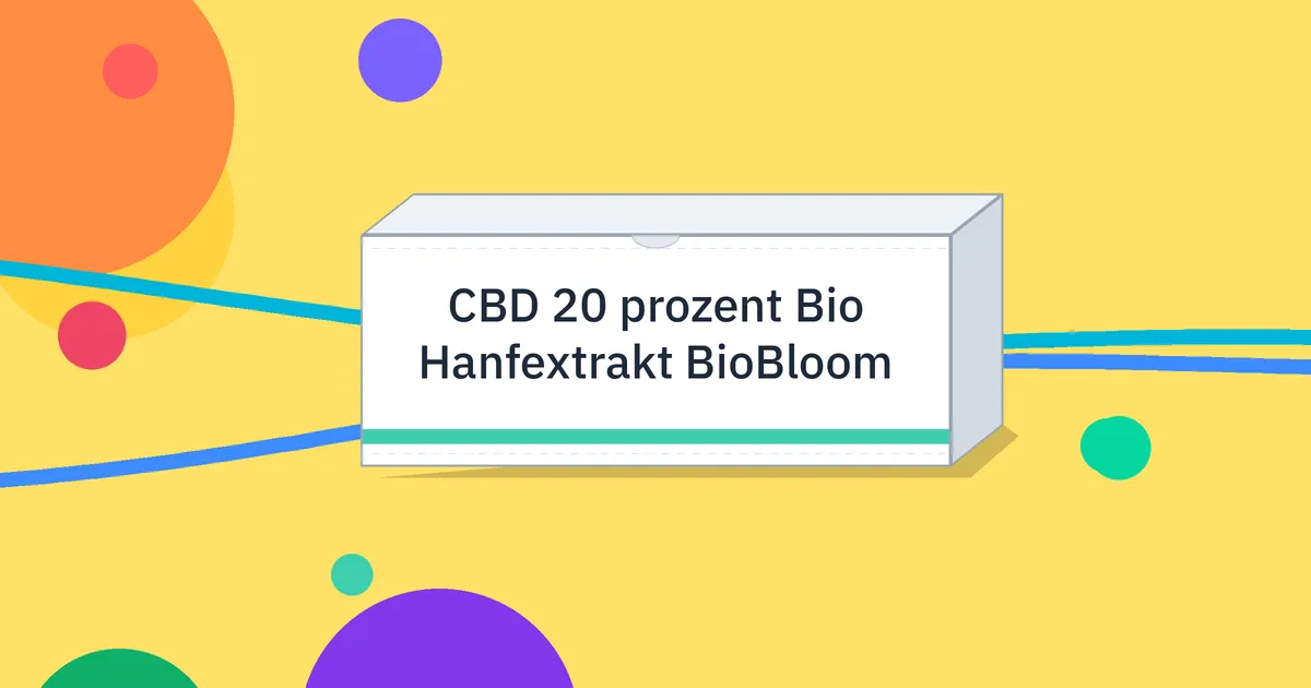 Symbolbild: Packung mit der Aufschrift CBD 20 prozent Bio Hanfextrakt BioBloom (PZN 18649333) – Verfügbarkeit und Bezug in Apotheken in Frankfurt am Main