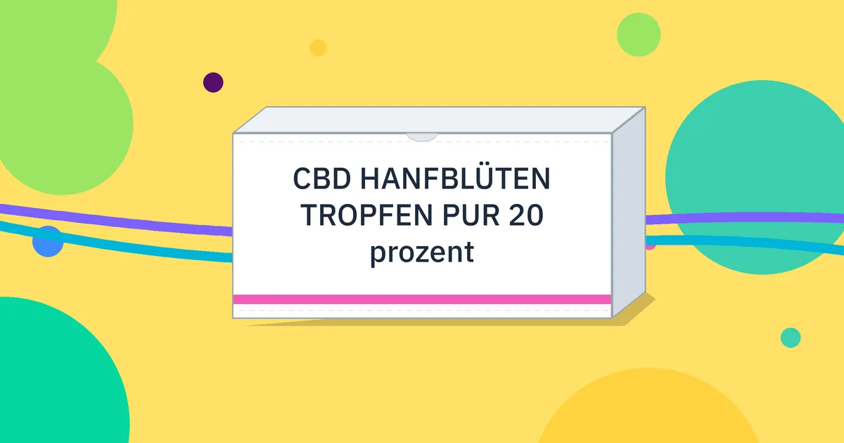 Symbolbild: Packung mit der Aufschrift CBD HANFBLÜTEN TROPFEN PUR 20 prozent (PZN 15436080) – Verfügbarkeit und Bezug in Apotheken in Frankfurt am Main