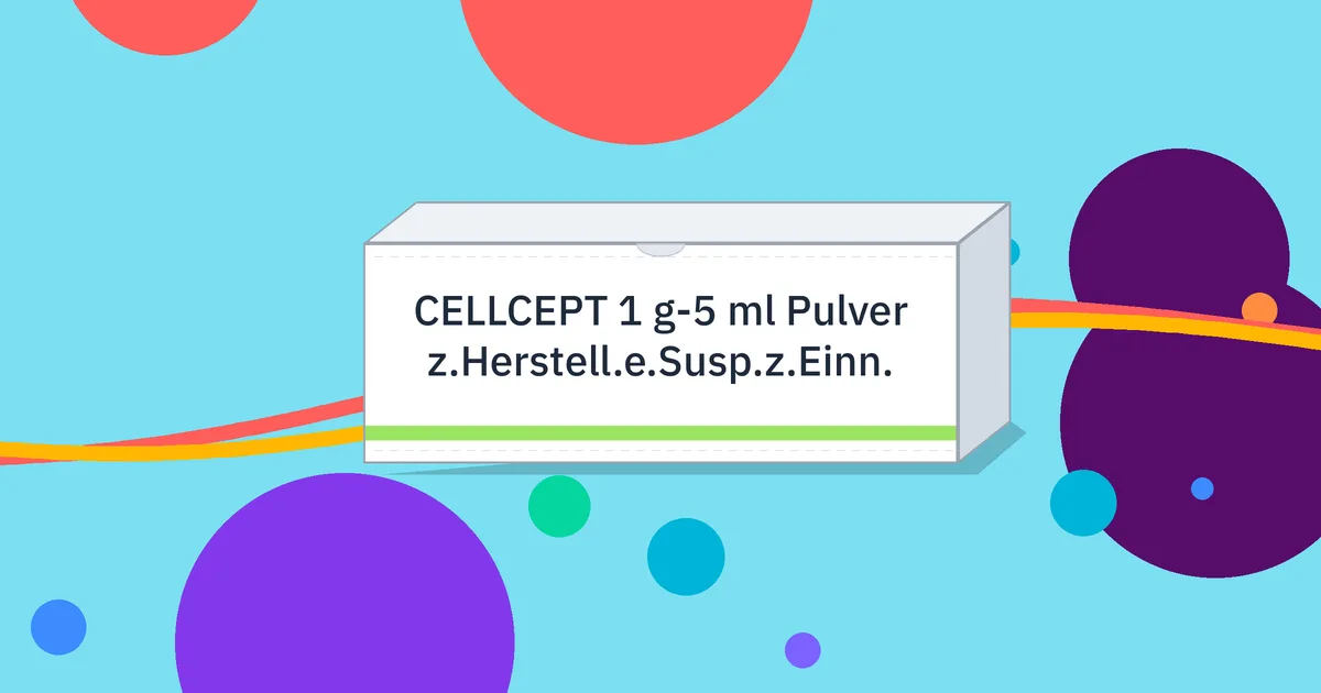 Symbolbild: Packung mit der Aufschrift CELLCEPT 1 g-5 ml Pulver z.Herstell.e.Susp.z.Einn. (PZN 10049332) – Verfügbarkeit und Bezug in Apotheken in Frankfurt am Main