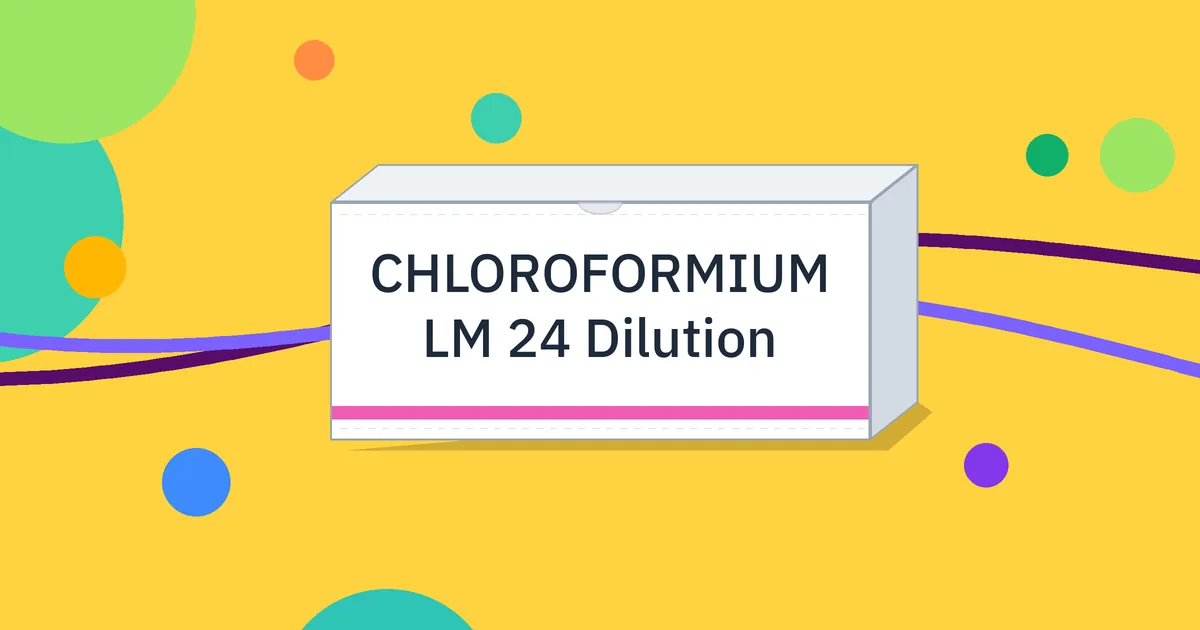 Symbolbild: Packung mit der Aufschrift CHLOROFORMIUM LM 24 Dilution (PZN 13444690) – Verfügbarkeit und Bezug in Apotheken in Frankfurt am Main