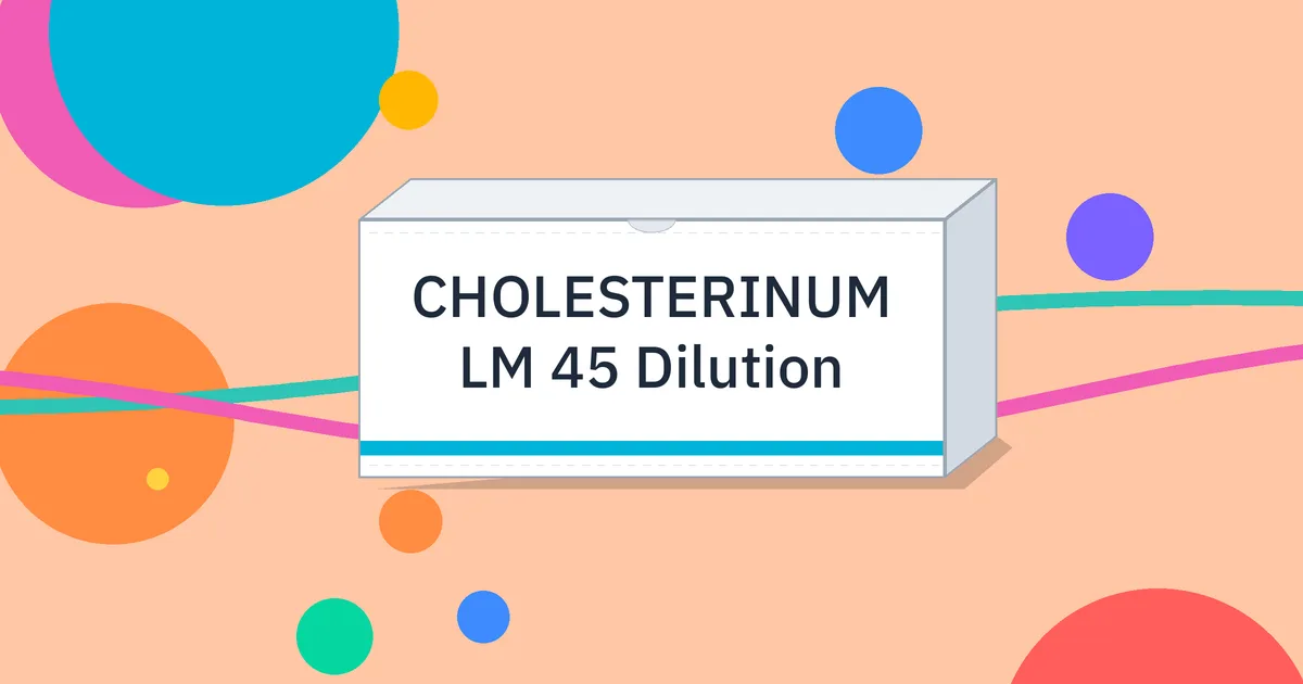 Symbolbild: Packung mit der Aufschrift CHOLESTERINUM LM 45 Dilution (PZN 12817568) – Verfügbarkeit und Bezug in Apotheken in Frankfurt am Main