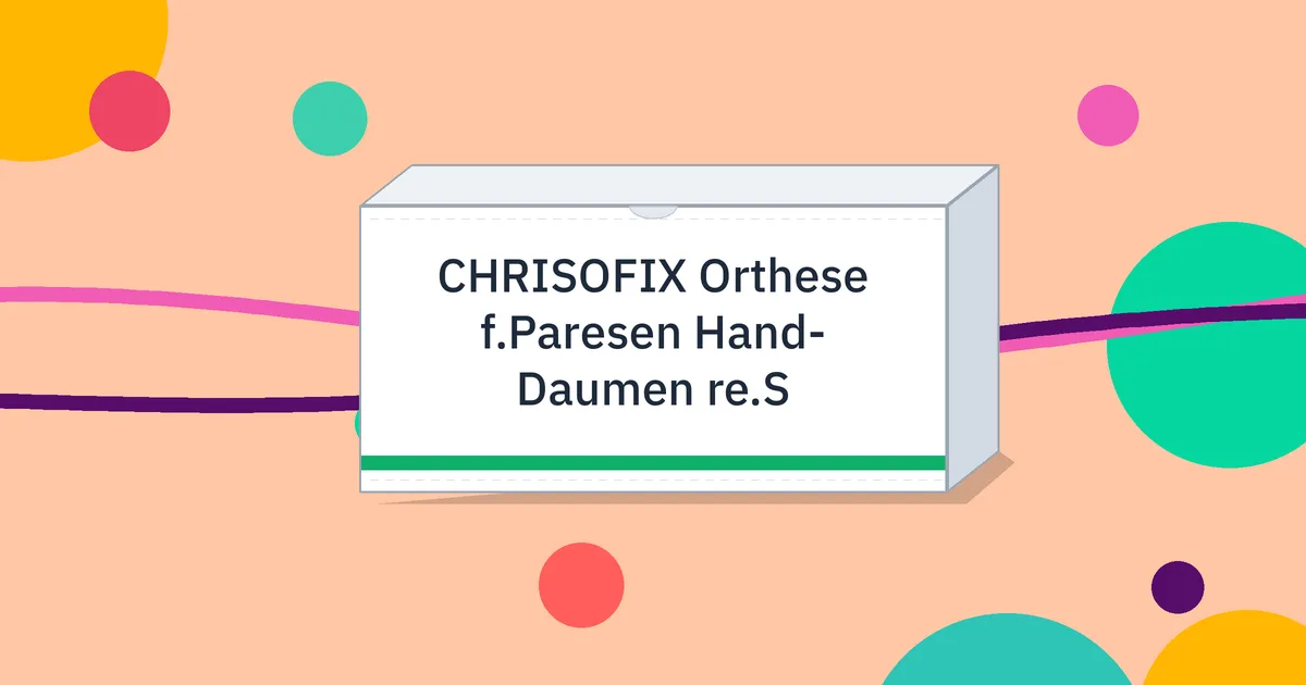 Symbolbild: Packung mit der Aufschrift CHRISOFIX Orthese f.Paresen Hand-Daumen re.S (PZN 17560157) – Verfügbarkeit und Bezug in Apotheken in Frankfurt am Main