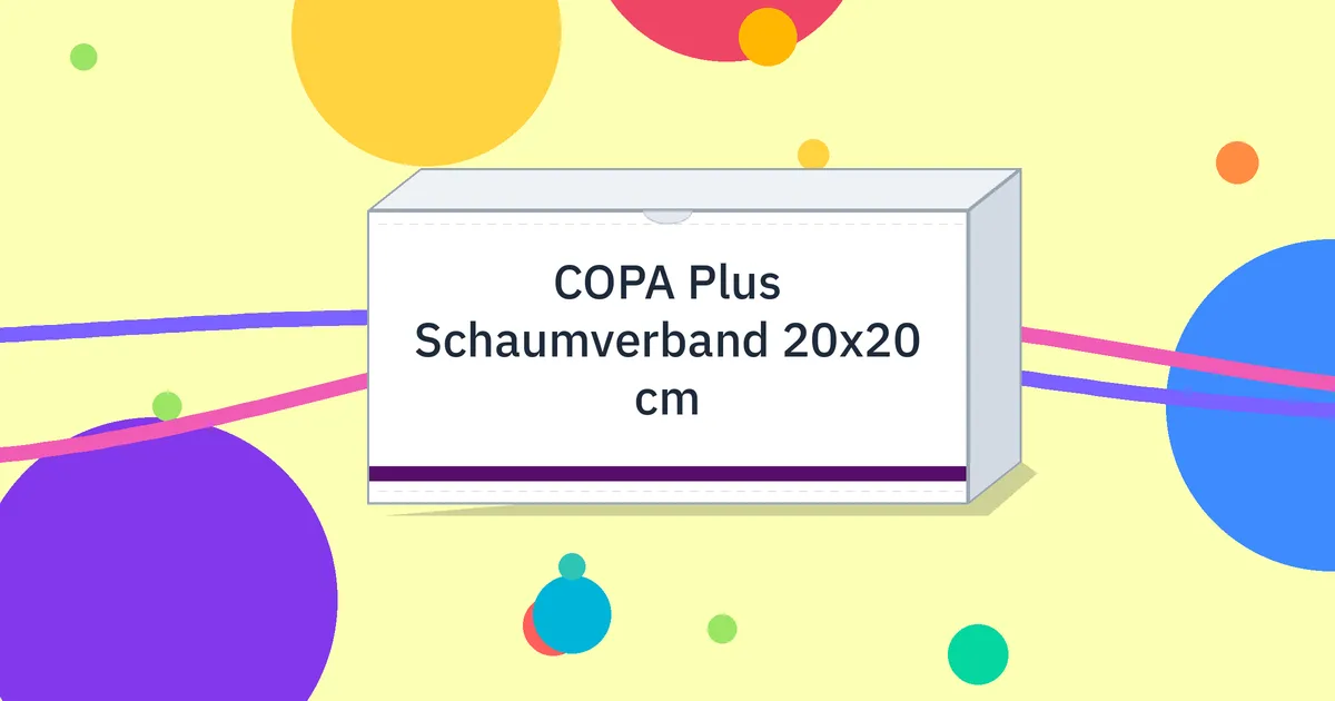 Symbolbild: Packung mit der Aufschrift COPA Plus Schaumverband 20x20 cm (PZN 05383922) – Verfügbarkeit und Bezug in Apotheken in Frankfurt am Main