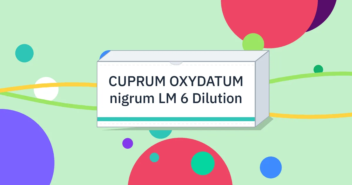 Symbolbild: Packung mit der Aufschrift CUPRUM OXYDATUM nigrum LM 6 Dilution (PZN 13458597) – Verfügbarkeit und Bezug in Apotheken in Frankfurt am Main