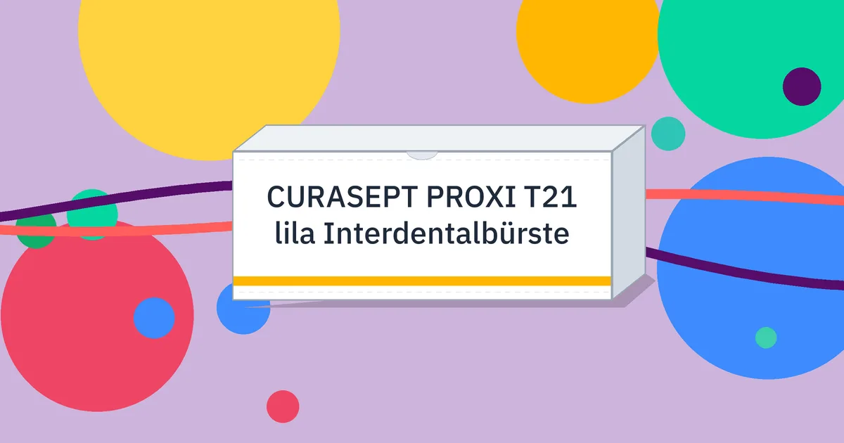 Symbolbild: Packung mit der Aufschrift CURASEPT PROXI T21 lila Interdentalbürste (PZN 17607835) – Verfügbarkeit und Bezug in Apotheken in Frankfurt am Main