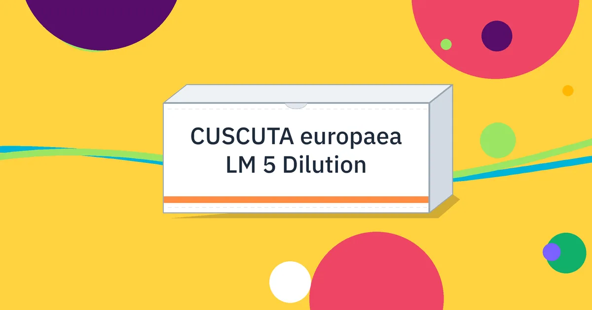 Symbolbild: Packung mit der Aufschrift CUSCUTA europaea LM 5 Dilution (PZN 13459036) – Verfügbarkeit und Bezug in Apotheken in Frankfurt am Main