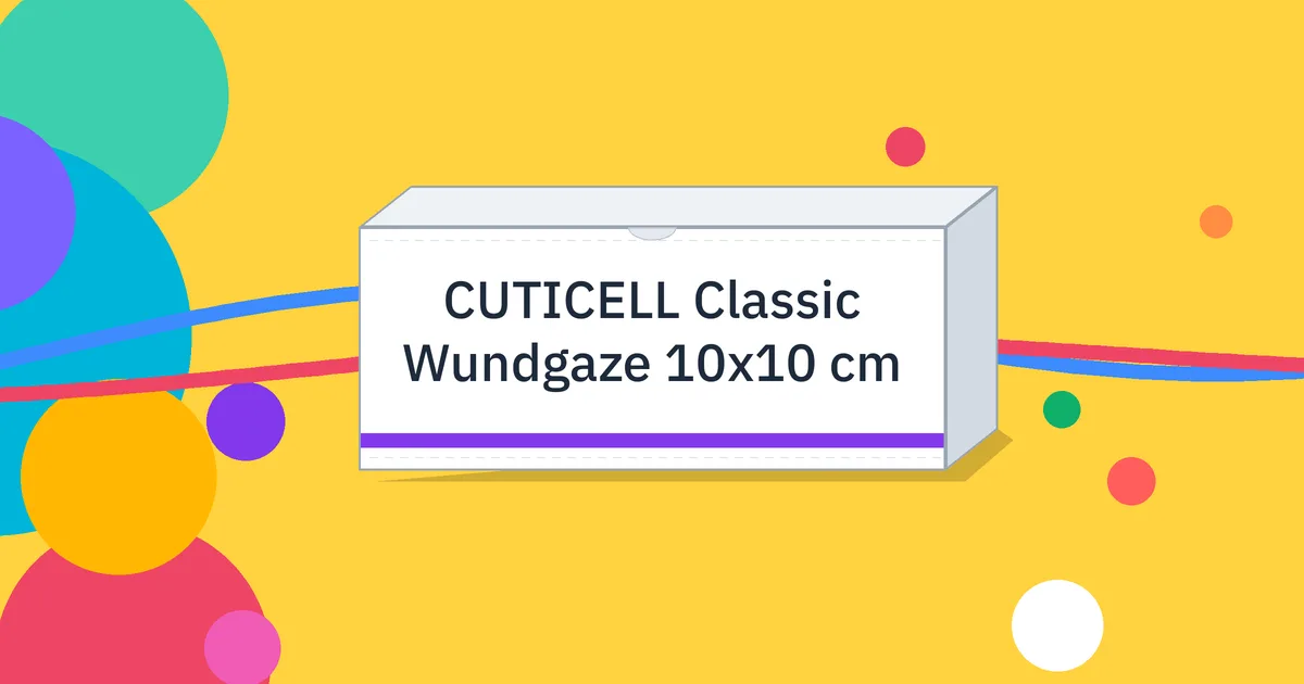 Symbolbild: Packung mit der Aufschrift CUTICELL Classic Wundgaze 10x10 cm (PZN 11184055) – Verfügbarkeit und Bezug in Apotheken in Frankfurt am Main
