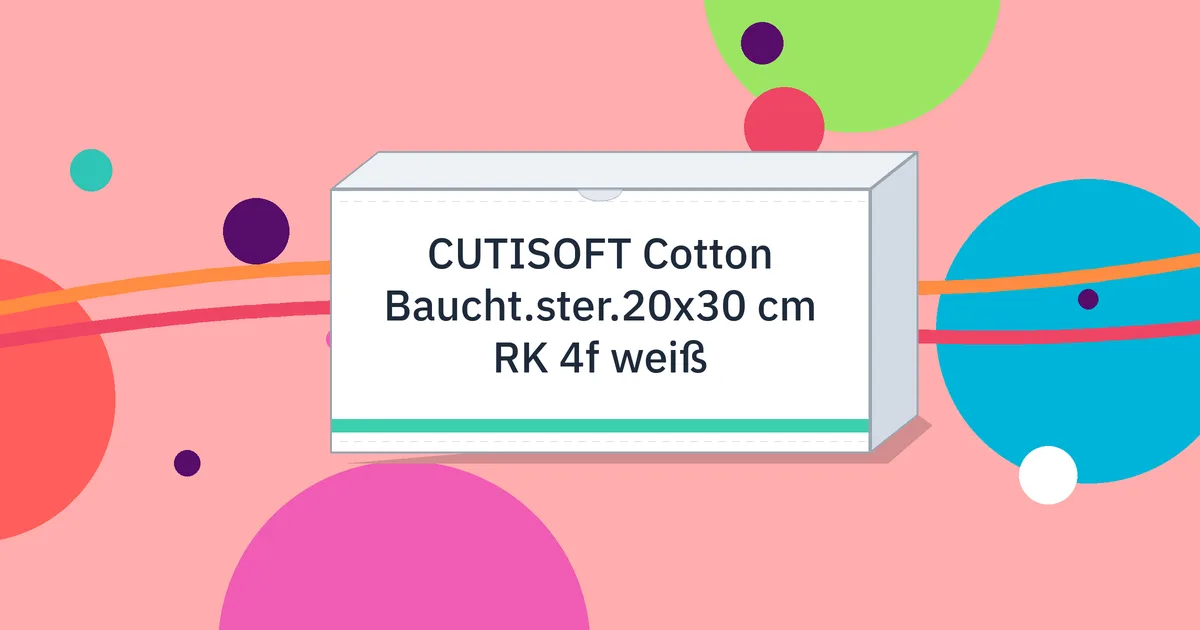 Symbolbild: Packung mit der Aufschrift CUTISOFT Cotton Baucht.ster.20x30 cm RK 4f weiß (PZN 03902341) – Verfügbarkeit und Bezug in Apotheken in Frankfurt am Main