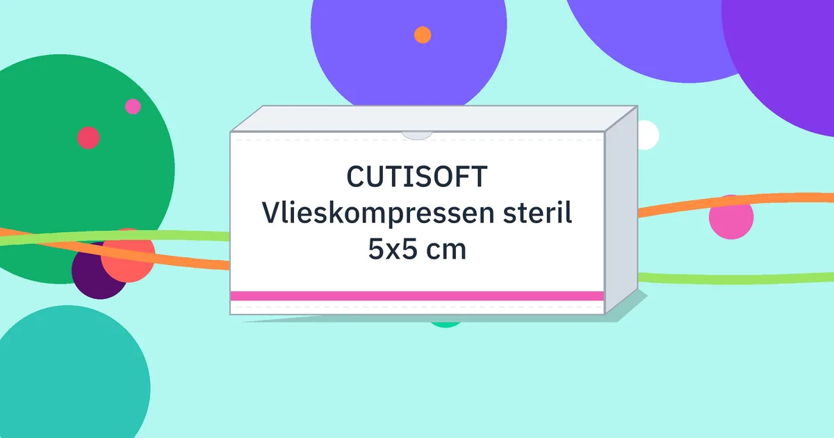 Symbolbild: Packung mit der Aufschrift CUTISOFT Vlieskompressen steril 5x5 cm (PZN 04894879) – Verfügbarkeit und Bezug in Apotheken in Frankfurt am Main