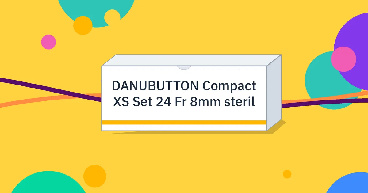 Symbolbild: Packung mit der Aufschrift DANUBUTTON Compact XS Set 24 Fr 8mm steril (PZN 19853283) – Verfügbarkeit und Bezug in Apotheken in Frankfurt am Main