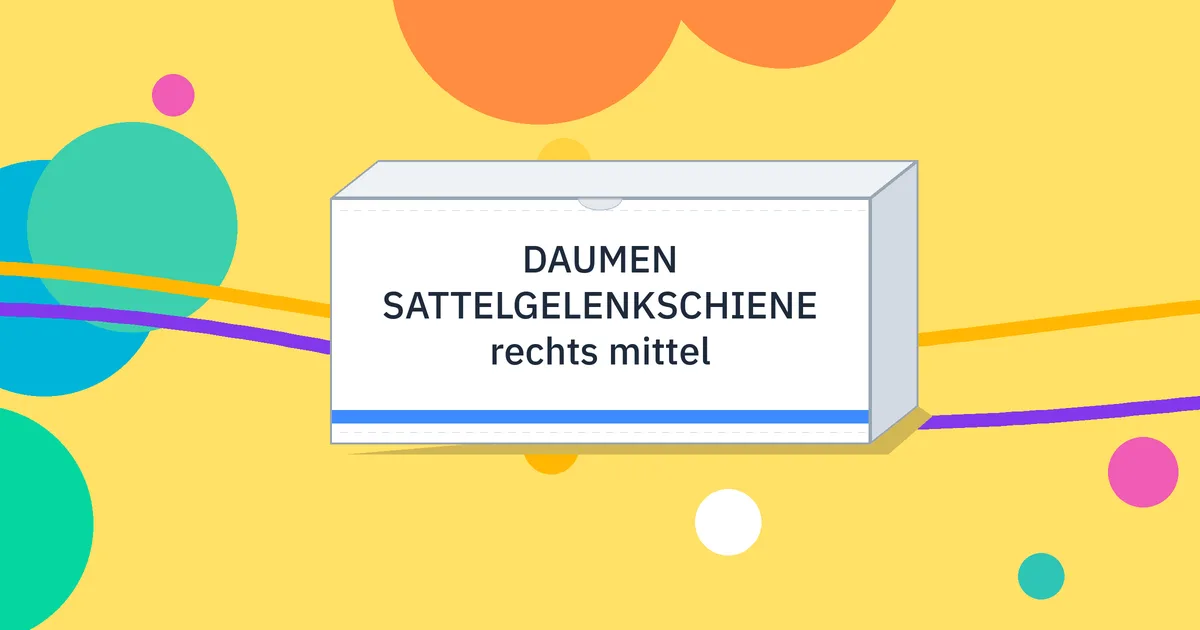 Symbolbild: Packung mit der Aufschrift DAUMEN SATTELGELENKSCHIENE rechts mittel (PZN 02639640) – Verfügbarkeit und Bezug in Apotheken in Frankfurt am Main