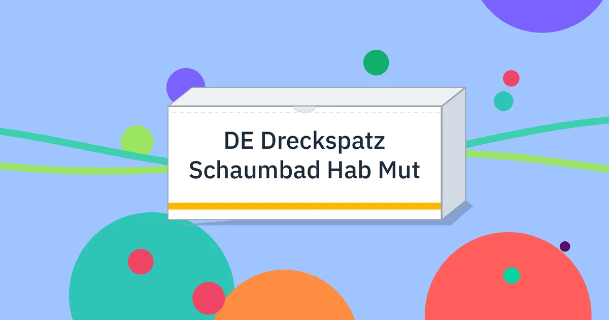 Symbolbild: Packung mit der Aufschrift DE Dreckspatz Schaumbad Hab Mut (PZN 11648589) – Verfügbarkeit und Bezug in Apotheken in Frankfurt am Main