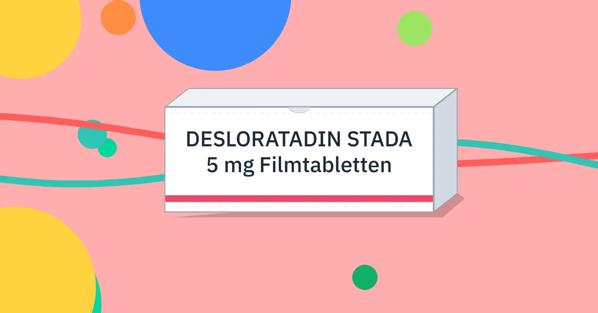 Symbolbild: Packung mit der Aufschrift DESLORATADIN STADA 5 mg Filmtabletten (PZN 16610025) – Verfügbarkeit und Bezug in Apotheken in Frankfurt am Main