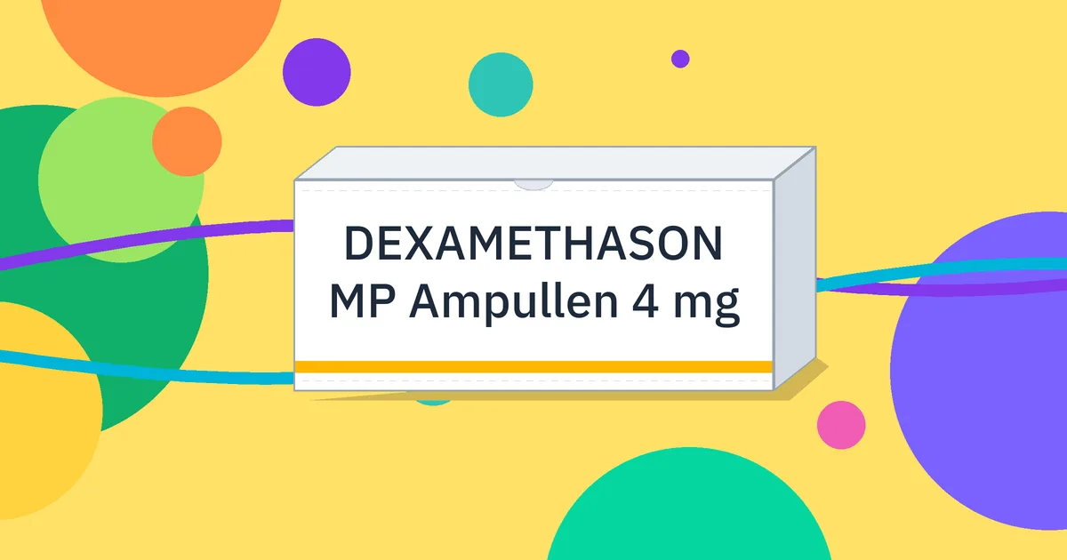 Symbolbild: Packung mit der Aufschrift DEXAMETHASON MP Ampullen 4 mg (PZN 05040731) – Verfügbarkeit und Bezug in Apotheken in Frankfurt am Main