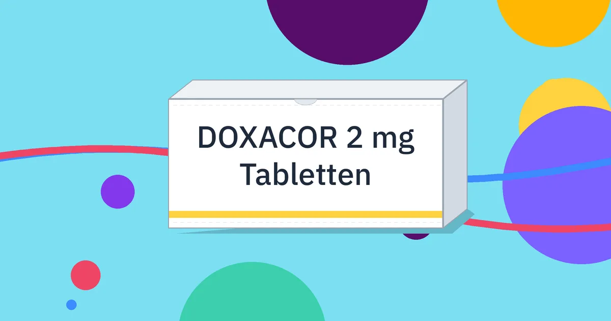 Symbolbild: Packung mit der Aufschrift DOXACOR 2 mg Tabletten (PZN 00173568) – Verfügbarkeit und Bezug in Apotheken in Frankfurt am Main