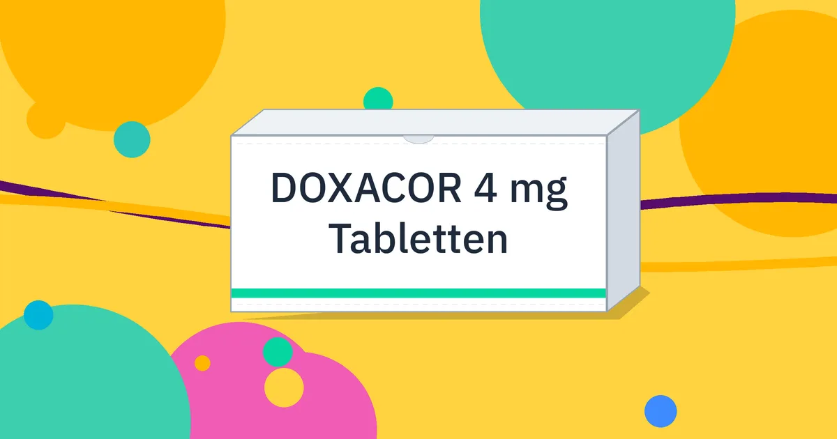 Symbolbild: Packung mit der Aufschrift DOXACOR 4 mg Tabletten (PZN 00173551) – Verfügbarkeit und Bezug in Apotheken in Frankfurt am Main