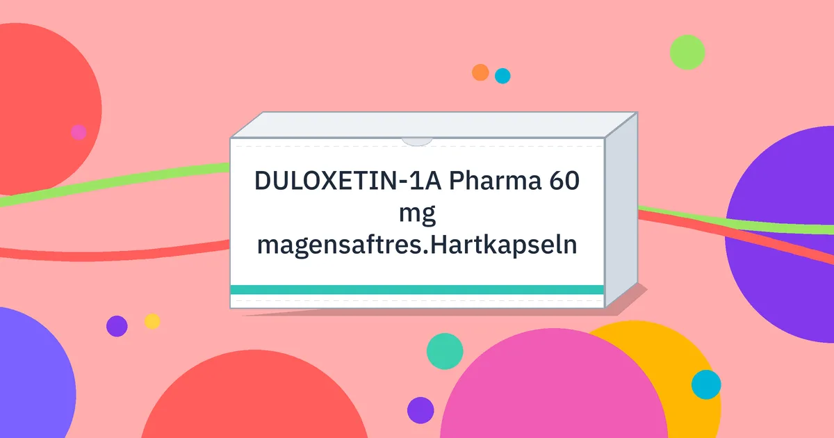 Symbolbild: Packung mit der Aufschrift DULOXETIN-1A Pharma 60 mg magensaftres.Hartkapseln (PZN 11049587) – Verfügbarkeit und Bezug in Apotheken in Frankfurt am Main