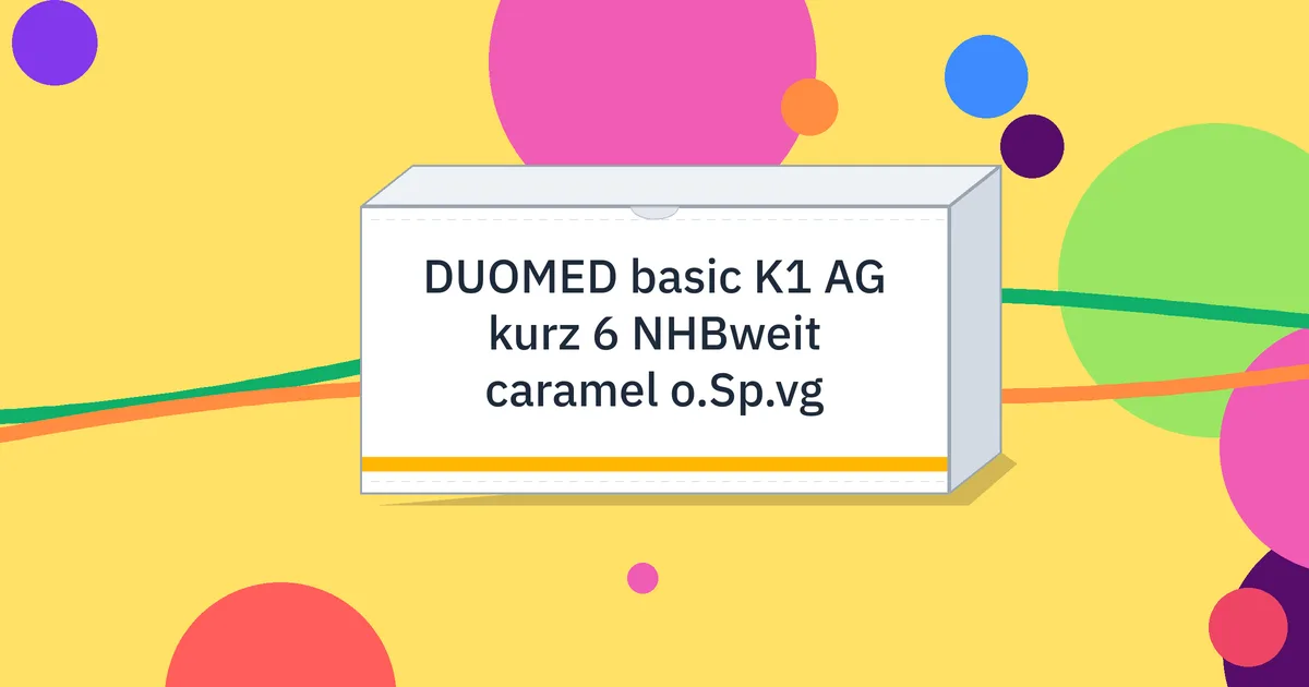 Symbolbild: Packung mit der Aufschrift DUOMED basic K1 AG kurz 6 NHBweit caramel o.Sp.vg (PZN 20904962) – Verfügbarkeit und Bezug in Apotheken in Frankfurt am Main