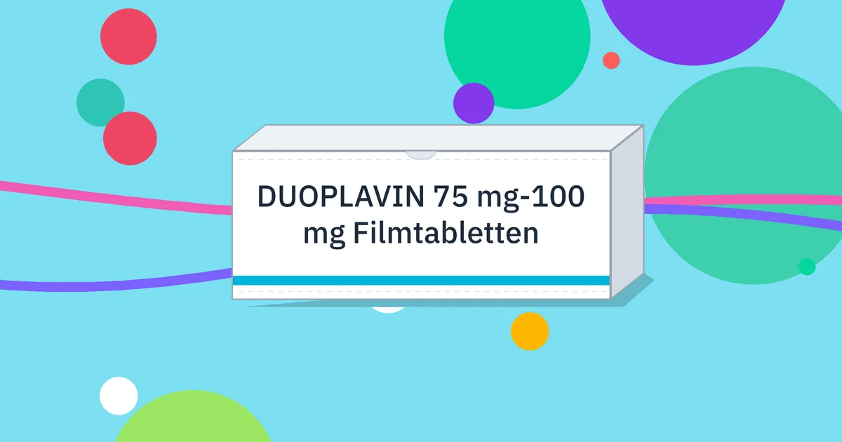 Symbolbild: Packung mit der Aufschrift DUOPLAVIN 75 mg-100 mg Filmtabletten (PZN 09064303) – Verfügbarkeit und Bezug in Apotheken in Frankfurt am Main