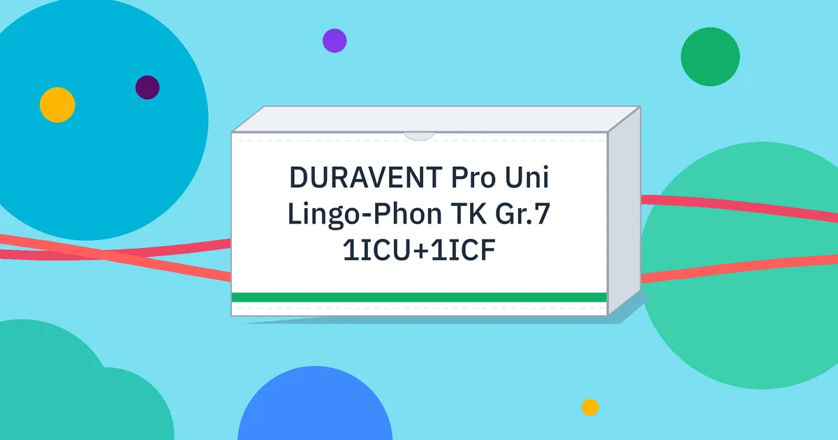 Symbolbild: Packung mit der Aufschrift DURAVENT Pro Uni Lingo-Phon TK Gr.7 1ICU+1ICF (PZN 19246301) – Verfügbarkeit und Bezug in Apotheken in Frankfurt am Main