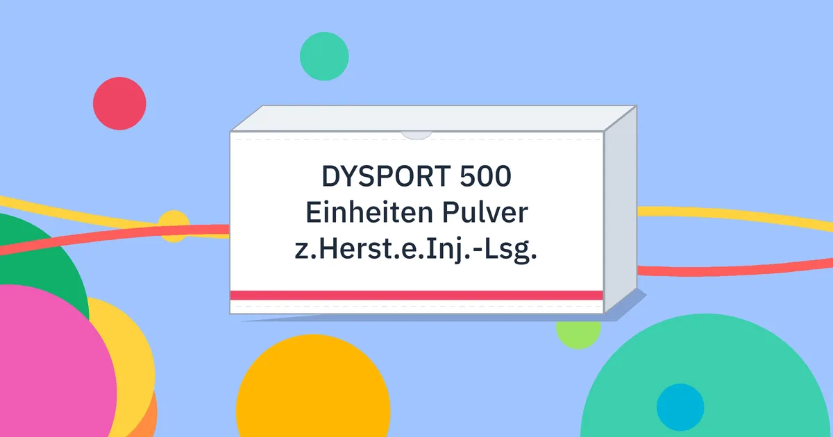 Symbolbild: Packung mit der Aufschrift DYSPORT 500 Einheiten Pulver z.Herst.e.Inj.-Lsg. (PZN 14227150) – Verfügbarkeit und Bezug in Apotheken in Frankfurt am Main