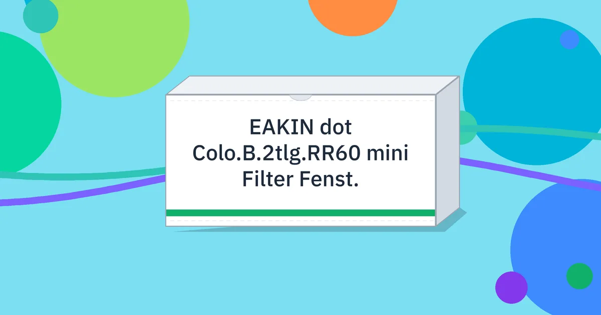 Symbolbild: Packung mit der Aufschrift EAKIN dot Colo.B.2tlg.RR60 mini Filter Fenst. (PZN 11870224) – Verfügbarkeit und Bezug in Apotheken in Frankfurt am Main