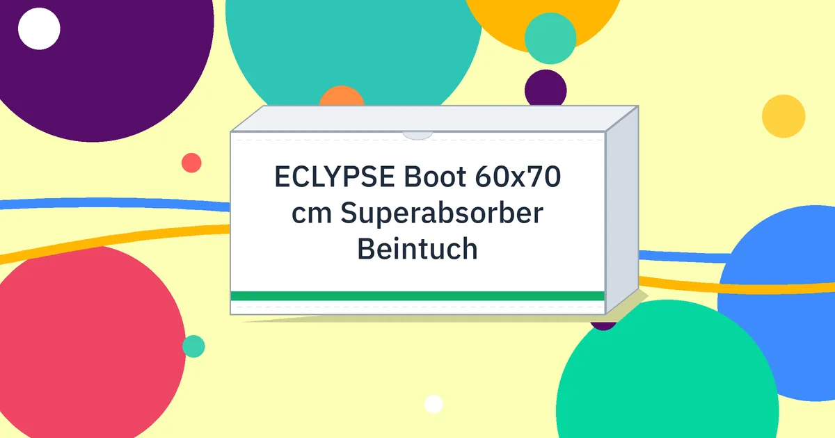 Symbolbild: Packung mit der Aufschrift ECLYPSE Boot 60x70 cm Superabsorber Beintuch (PZN 14233601) – Verfügbarkeit und Bezug in Apotheken in Frankfurt am Main