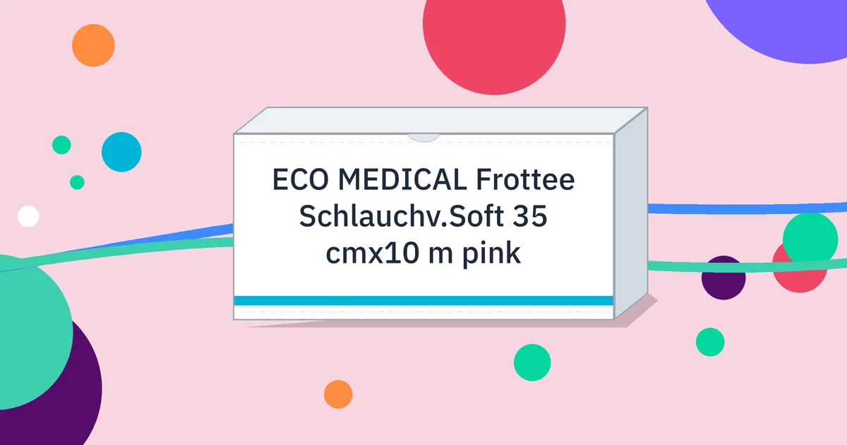 Symbolbild: Packung mit der Aufschrift ECO MEDICAL Frottee Schlauchv.Soft 35 cmx10 m pink (PZN 14213484) – Verfügbarkeit und Bezug in Apotheken in Frankfurt am Main