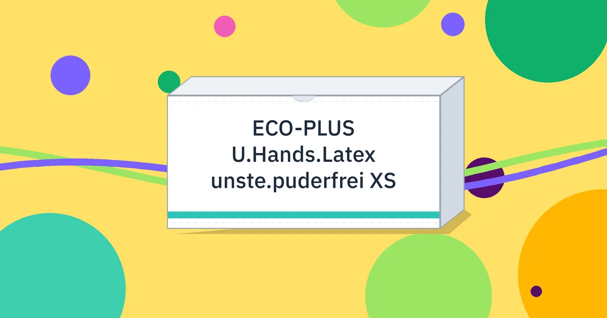Symbolbild: Packung mit der Aufschrift ECO-PLUS U.Hands.Latex unste.puderfrei XS (PZN 15248438) – Verfügbarkeit und Bezug in Apotheken in Frankfurt am Main