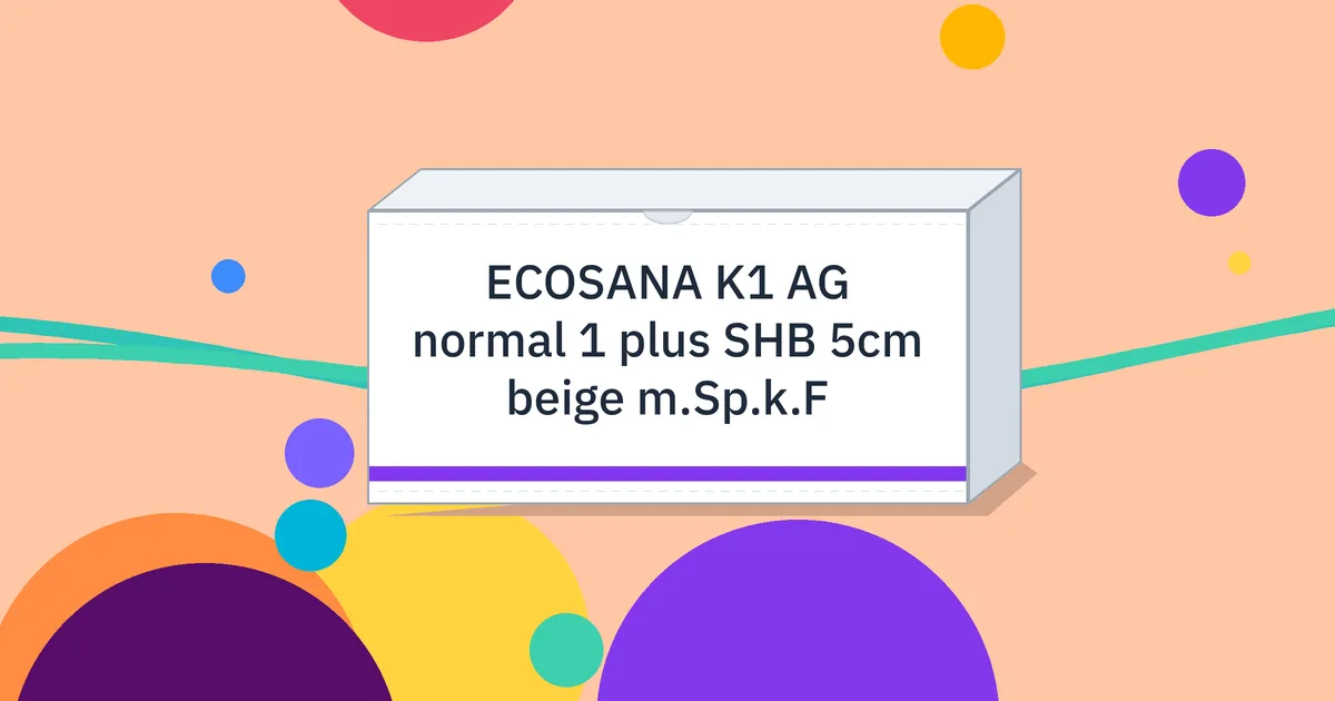 Symbolbild: Packung mit der Aufschrift ECOSANA K1 AG normal 1 plus SHB 5cm beige m.Sp.k.F (PZN 04725993) – Verfügbarkeit und Bezug in Apotheken in Frankfurt am Main