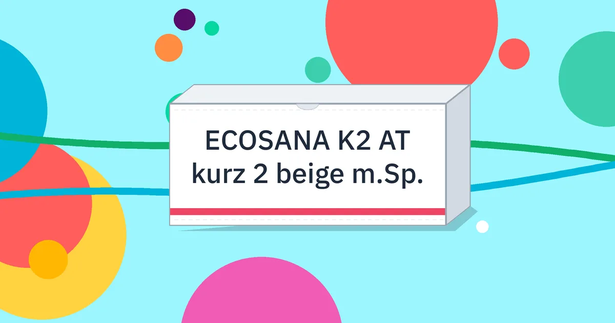 Symbolbild: Packung mit der Aufschrift ECOSANA K2 AT kurz 2 beige m.Sp. (PZN 01552291) – Verfügbarkeit und Bezug in Apotheken in Frankfurt am Main