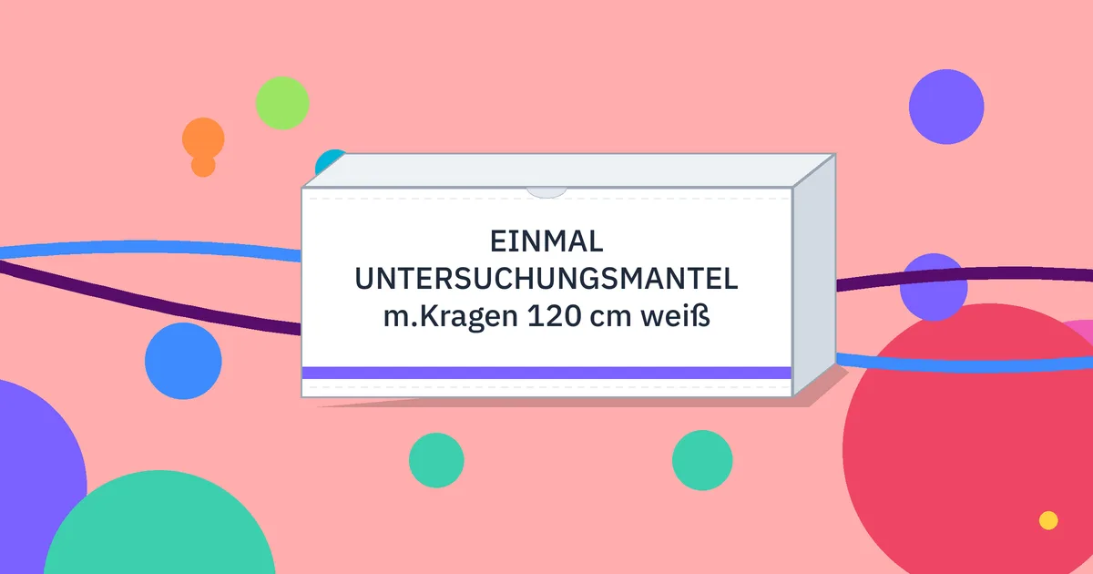 Symbolbild: Packung mit der Aufschrift EINMAL UNTERSUCHUNGSMANTEL m.Kragen 120 cm weiß (PZN 10406482) – Verfügbarkeit und Bezug in Apotheken in Frankfurt am Main