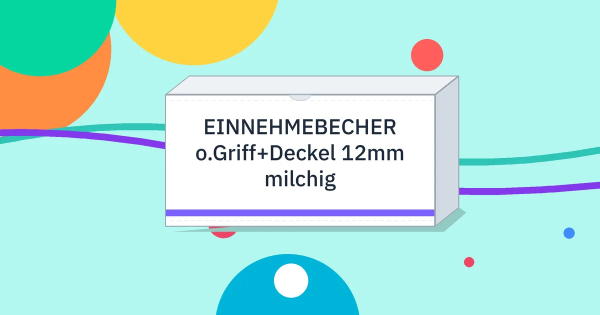 Symbolbild: Packung mit der Aufschrift EINNEHMEBECHER o.Griff+Deckel 12mm milchig (PZN 01349584) – Verfügbarkeit und Bezug in Apotheken in Frankfurt am Main
