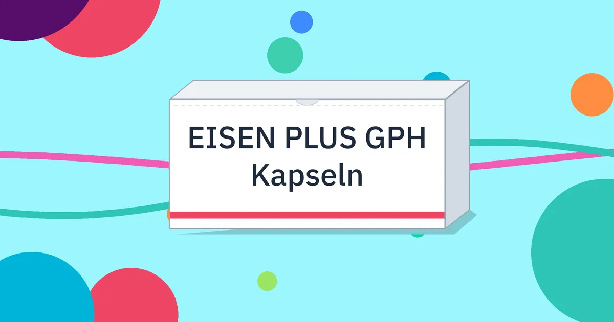 Symbolbild: Packung mit der Aufschrift EISEN PLUS GPH Kapseln (PZN 16935684) – Verfügbarkeit und Bezug in Apotheken in Frankfurt am Main