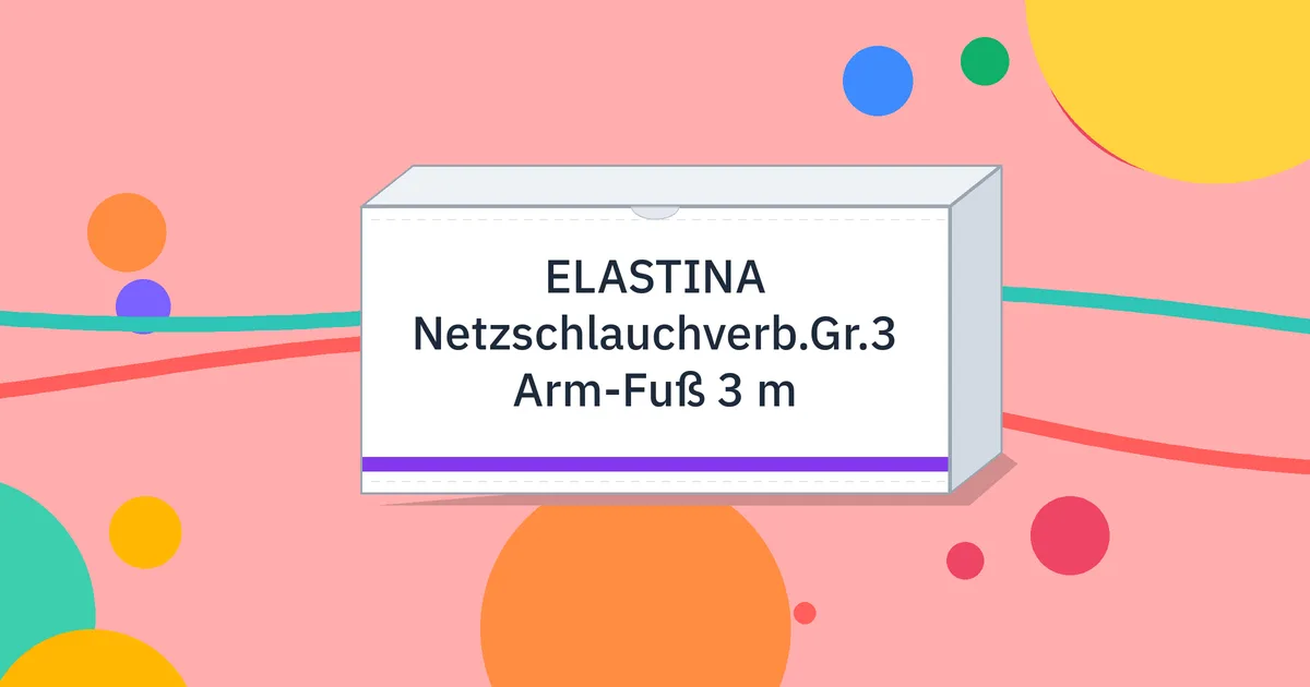 Symbolbild: Packung mit der Aufschrift ELASTINA Netzschlauchverb.Gr.3 Arm-Fuß 3 m (PZN 20128280) – Verfügbarkeit und Bezug in Apotheken in Frankfurt am Main