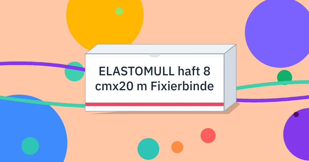 Symbolbild: Packung mit der Aufschrift ELASTOMULL haft 8 cmx20 m Fixierbinde (PZN 05398409) – Verfügbarkeit und Bezug in Apotheken in Frankfurt am Main