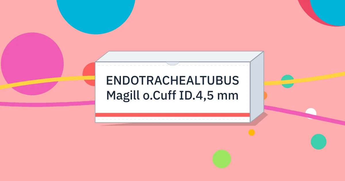 Symbolbild: Packung mit der Aufschrift ENDOTRACHEALTUBUS Magill o.Cuff ID.4,5 mm (PZN 07216795) – Verfügbarkeit und Bezug in Apotheken in Frankfurt am Main