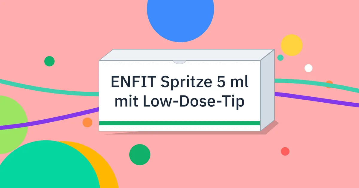 Symbolbild: Packung mit der Aufschrift ENFIT Spritze 5 ml mit Low-Dose-Tip (PZN 16626138) – Verfügbarkeit und Bezug in Apotheken in Frankfurt am Main