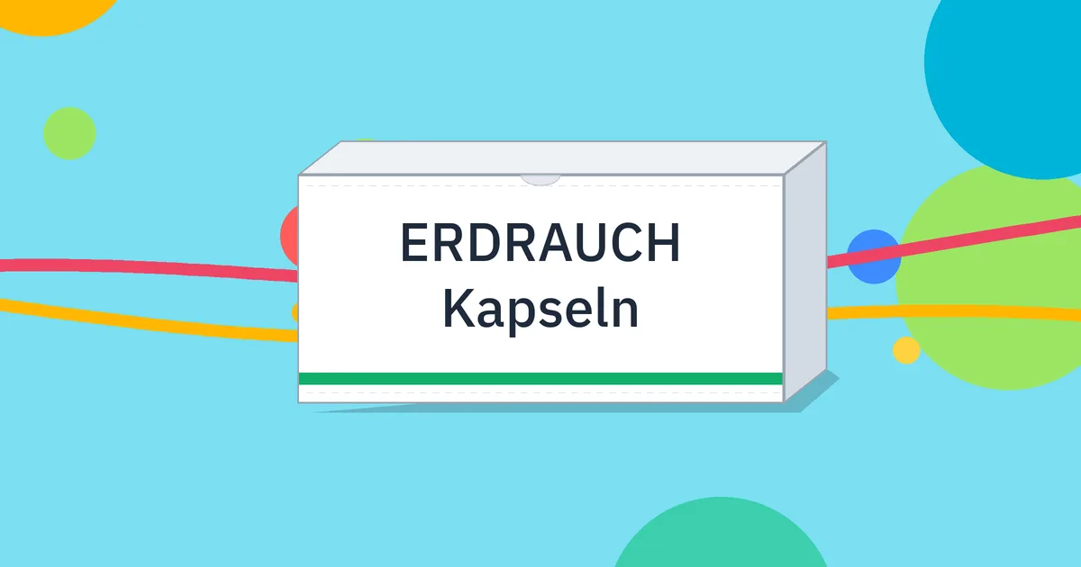 Symbolbild: Packung mit der Aufschrift ERDRAUCH Kapseln (PZN 07332892) – Verfügbarkeit und Bezug in Apotheken in Frankfurt am Main