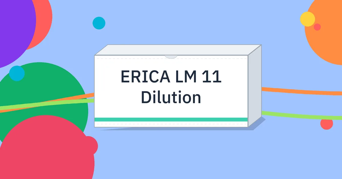 Symbolbild: Packung mit der Aufschrift ERICA LM 11 Dilution (PZN 13477666) – Verfügbarkeit und Bezug in Apotheken in Frankfurt am Main