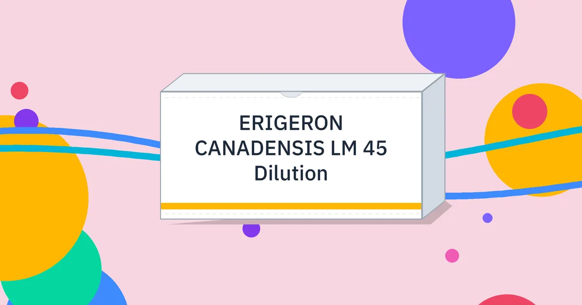 Symbolbild: Packung mit der Aufschrift ERIGERON CANADENSIS LM 45 Dilution (PZN 13478358) – Verfügbarkeit und Bezug in Apotheken in Frankfurt am Main