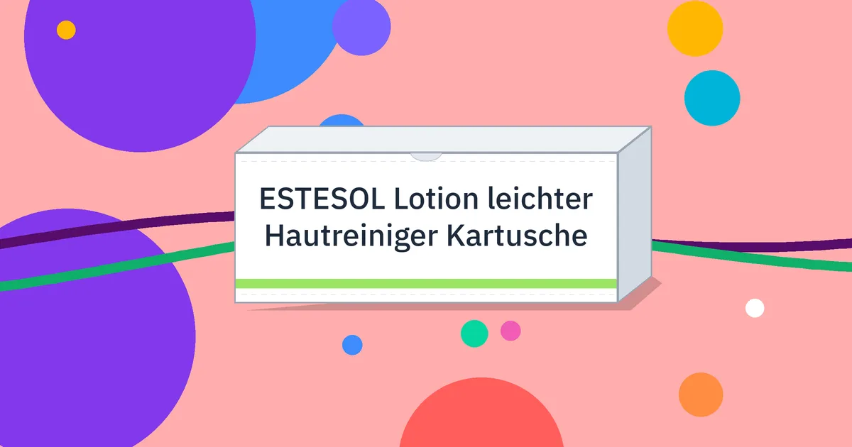 Symbolbild: Packung mit der Aufschrift ESTESOL Lotion leichter Hautreiniger Kartusche (PZN 16748752) – Verfügbarkeit und Bezug in Apotheken in Frankfurt am Main