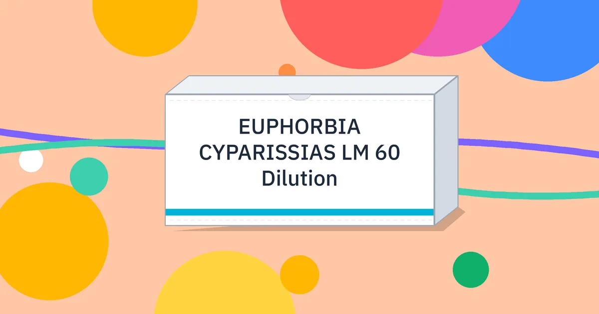 Symbolbild: Packung mit der Aufschrift EUPHORBIA CYPARISSIAS LM 60 Dilution (PZN 13482087) – Verfügbarkeit und Bezug in Apotheken in Frankfurt am Main